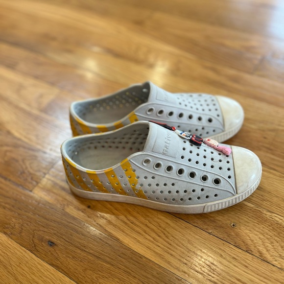 Native | Shoes | Native Gray And Yellow Sandals With Perforated Design ...